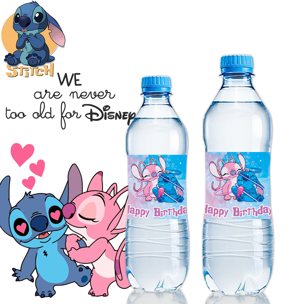 Jual Lilo and Stitch Stickers Water Bottle Label Birthday Decoration ...