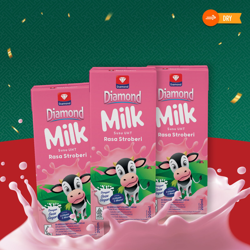 Jual BELI 6 PCS DIAMOND MILK UHT STRAWBERRY 200 ML POTONGAN 3K | Shopee ...