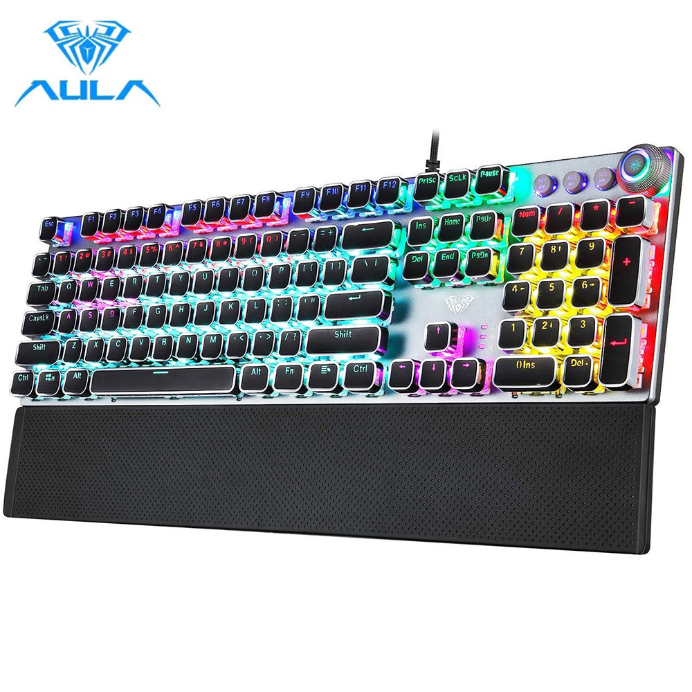 Jual AULA F2088 Gaming Mechanical Keyboard 104 Keys Wired Backlit Metal ...