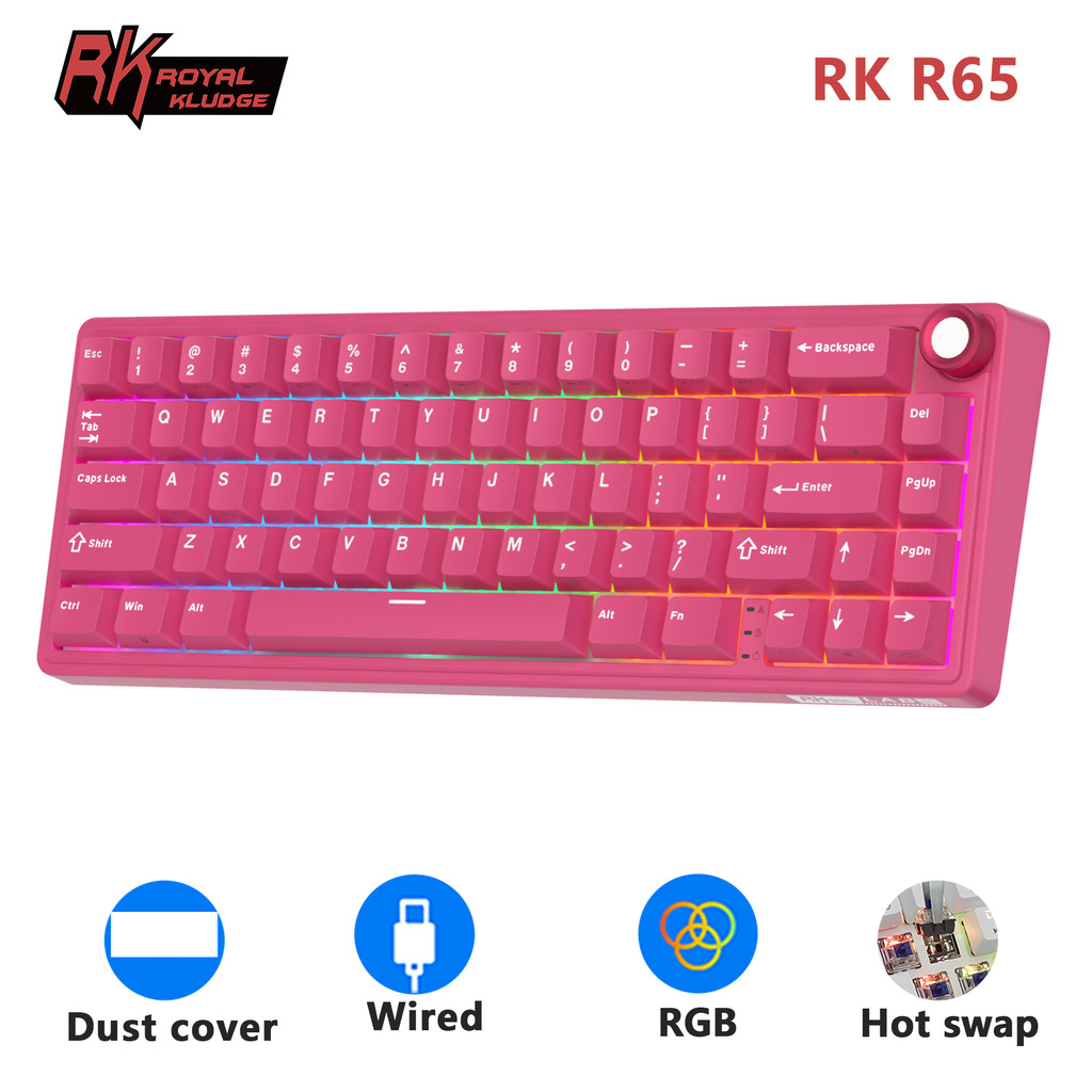 Jual RK Royal Kludge R65 Gasket Mechanical Keyboard 65% 66 Key PBT ...