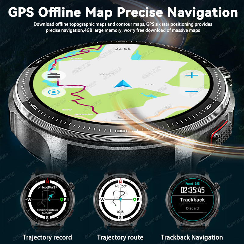 Jual 2026 New GPS Six Star Positioning Military SmartWatch 4GB Memory ...