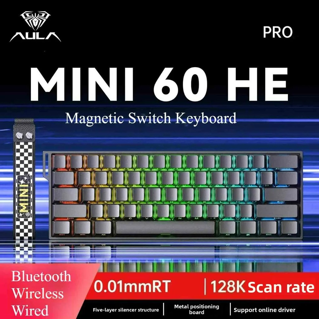Jual AULA Mini60 HE Magnetic Switch Keyboard RGB Tri Mode Wireless ...