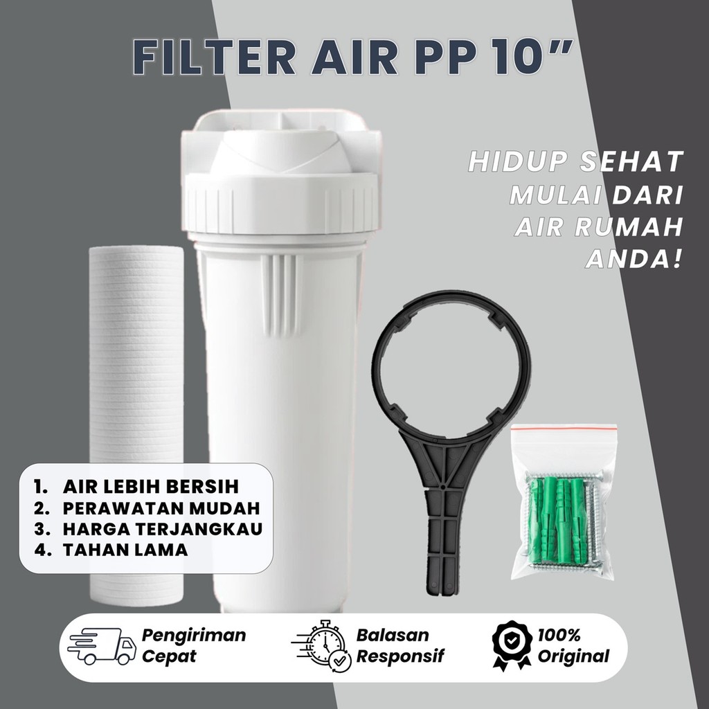 Jual Housing filter air 10 inch 5 Micron – putih & Transparan – PPF ...