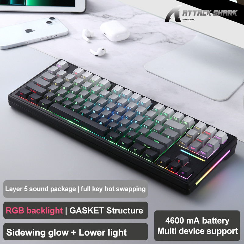 Jual Attack Shark M87 Pro Hot-Swap Mechanical Keyboard Bluetooth,USB ,2 ...