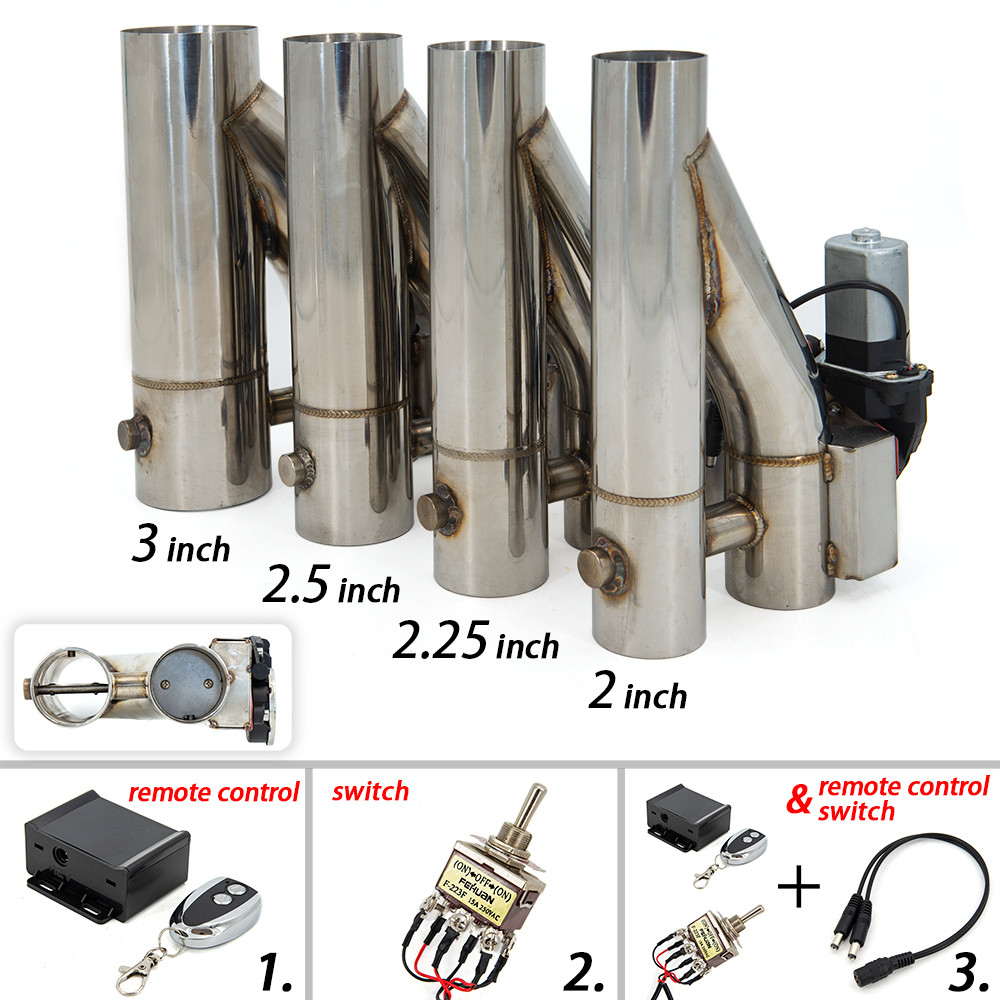 Jual Best 304 Stainless Steel Y Pipe Electric Exhaust Cutout ON/OFF ...