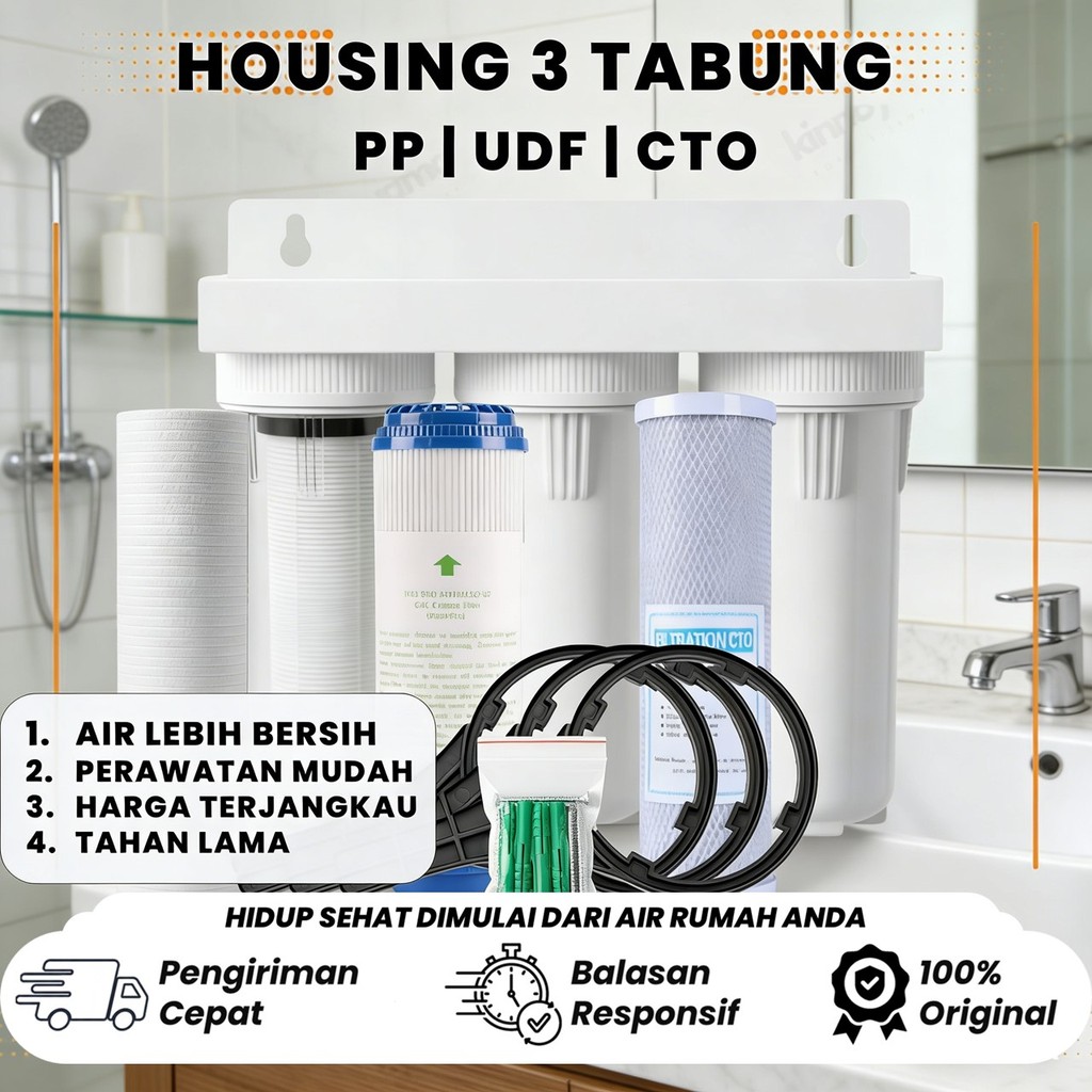 Jual PAKET FILTER AIR SUMUR ATAU PDAM 3 TAHAP / 3 HOUSING FILTER AIR 10 ...