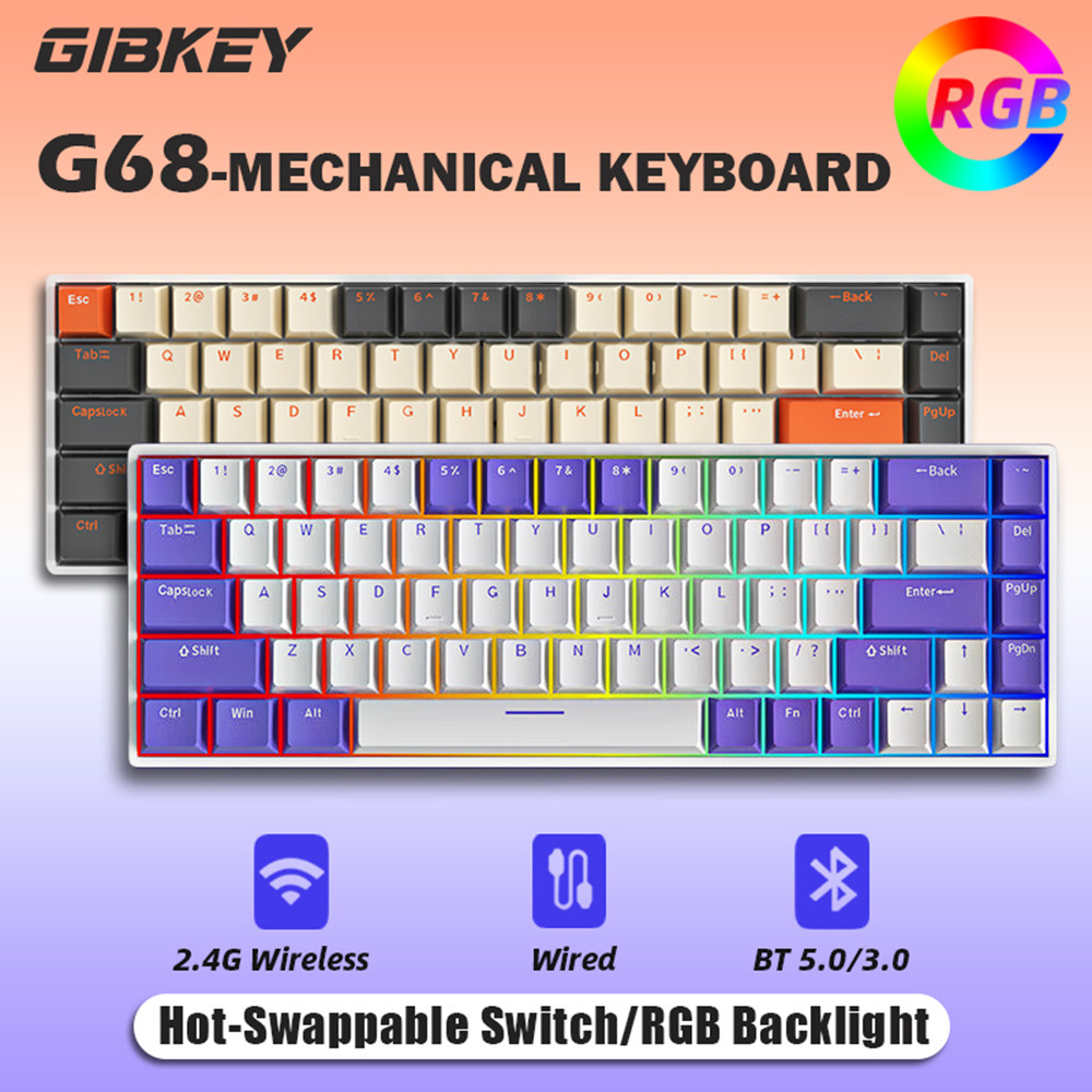Jual G68 Wireless Gaming Mechanical Keyboard Hot-Swappable Bluetooth ...