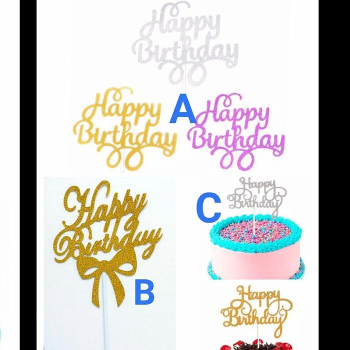 Jual Topper Happy Birthday Topper kue ultah Topper cupcake Gliter ...