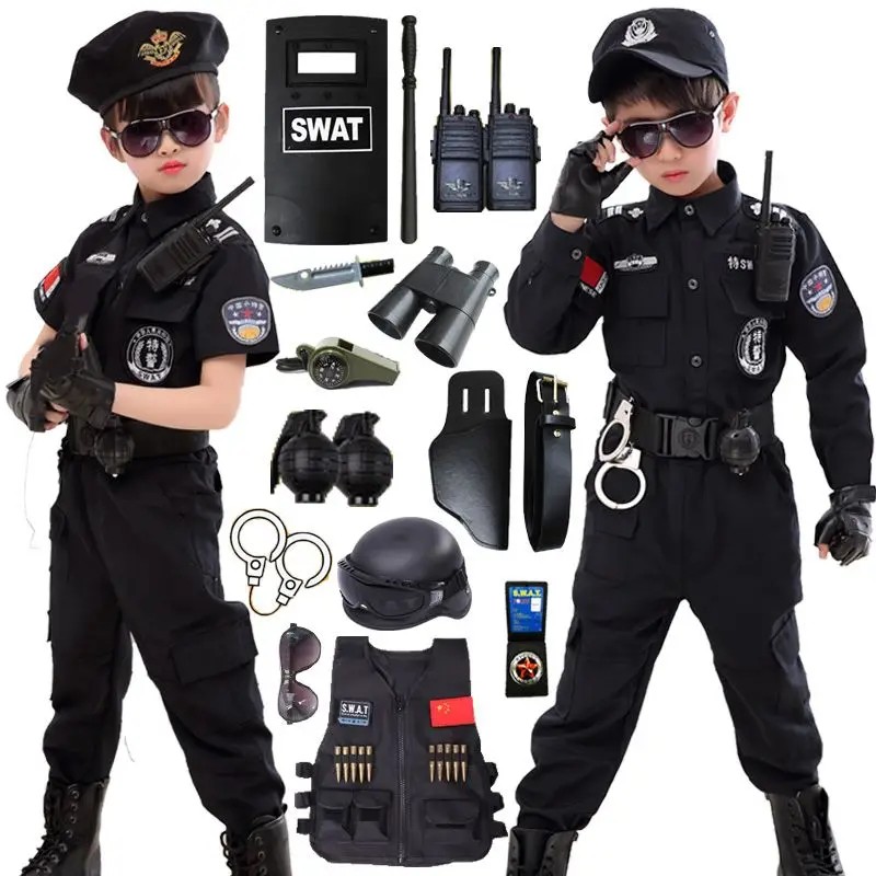 Jual Halloween Children Policeman Cosplay Costume Boys Girls Kid Police ...
