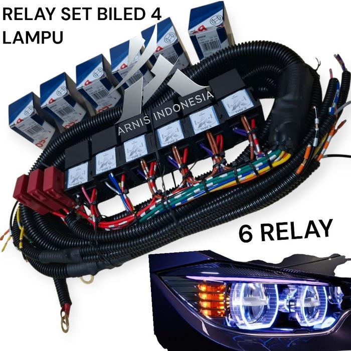 Jual Relay Set 4 Lampu Biled Proji Selenoid Headlamp 2 Mode Dengan 2 ...