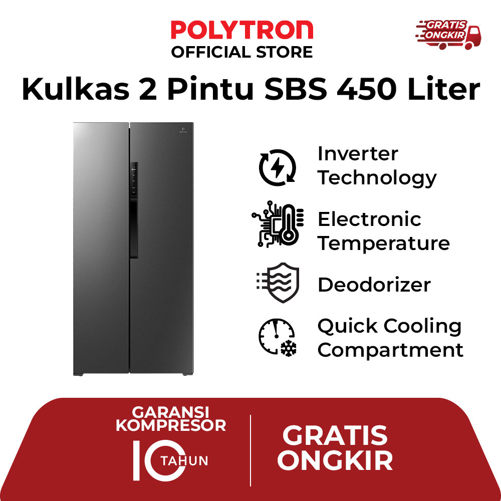 Jual POLYTRON Kulkas 2 Pintu Side By Side 450 liter PRS 455S | Shopee ...