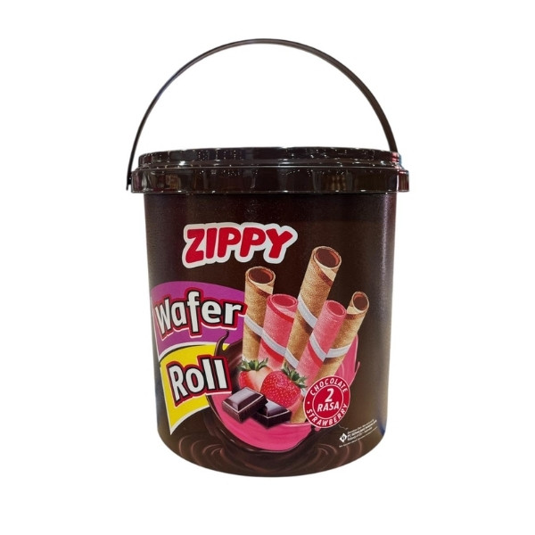 Jual ZIPPY WAFER ROLL BUCKET COKLAT & STRAWBERRY 250 GR | Shopee Indonesia