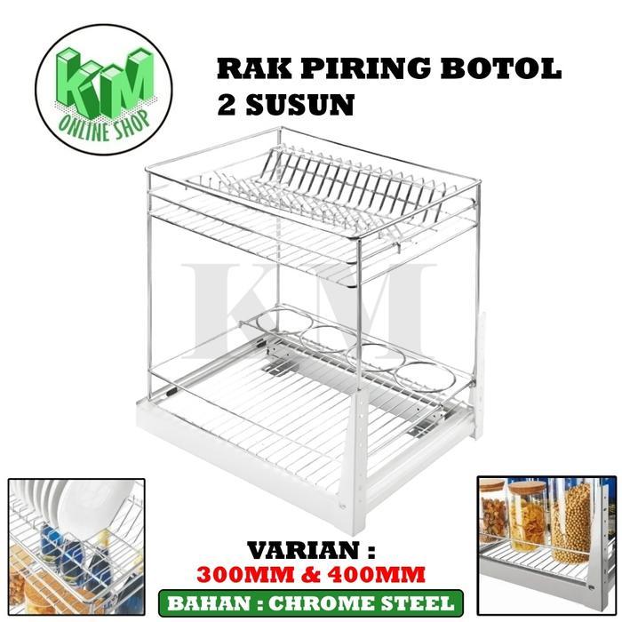 Jual Rak Piring Botol Kitchen Set Bawah Tingkat 2 | Shopee Indonesia