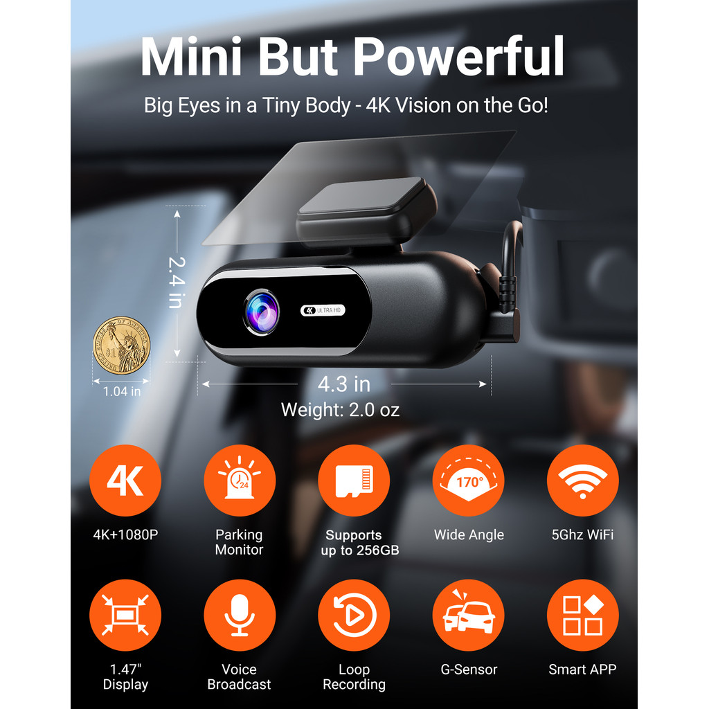 Jual Dash Cam WiFi 4K+1080P Dual Dash Car Camera Black Box DVR voice ...