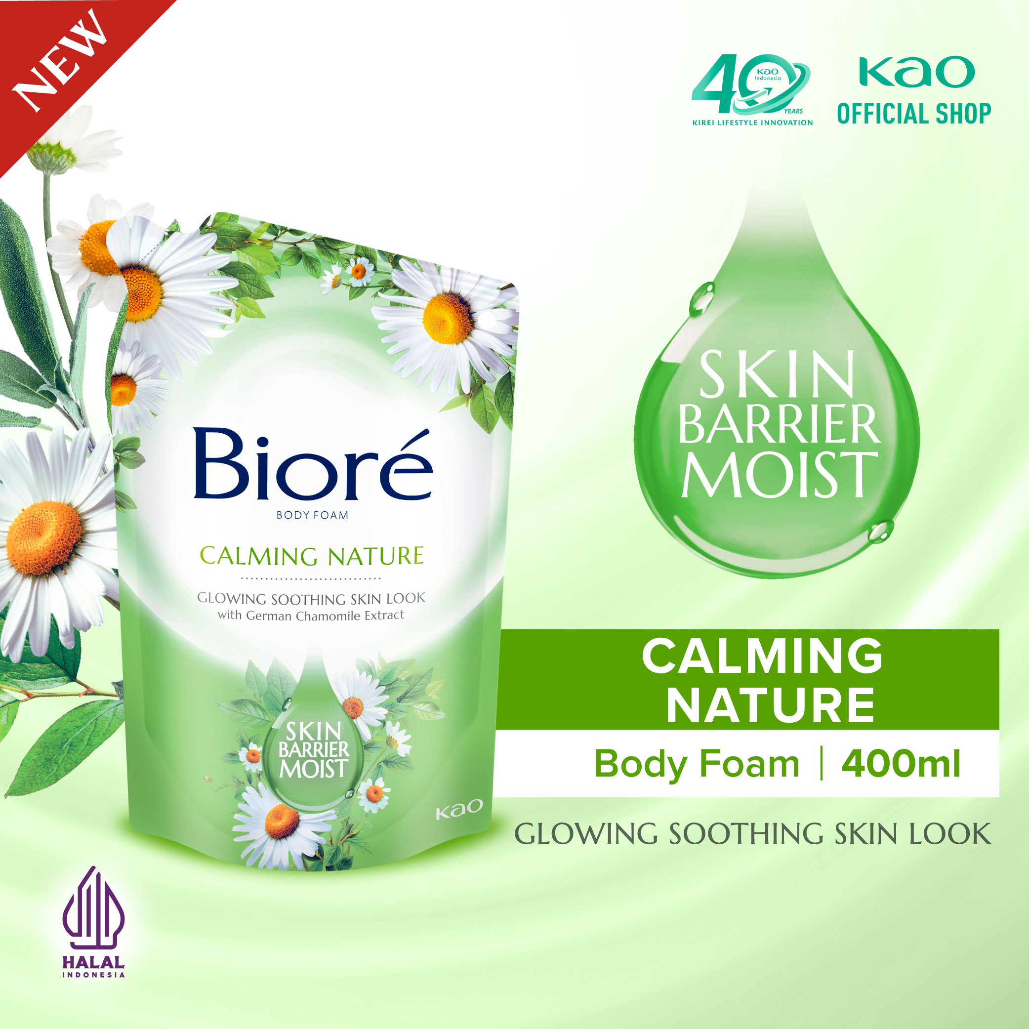 Jual Biore Body Foam Sabun Mandi Cair Calming Nature Pouch 400ml | Shopee Indonesia