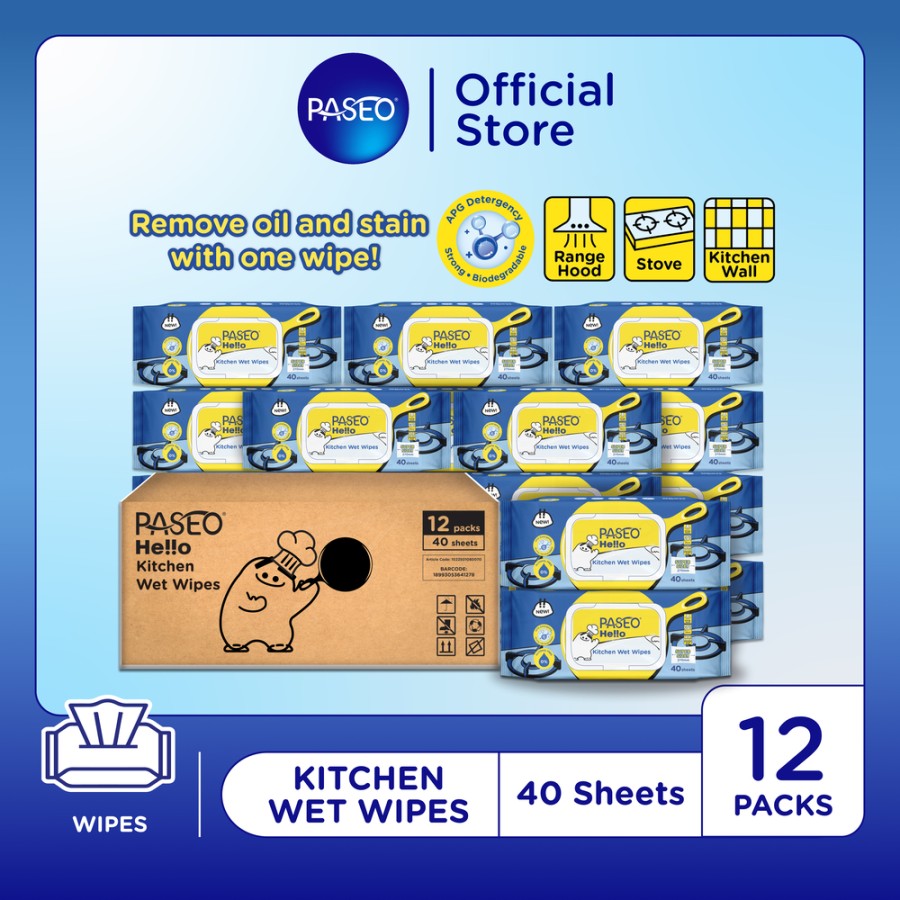 Jual Karton - Paseo Hello Kitchen Wet Wipes Cleaning Tissue / Tisu ...