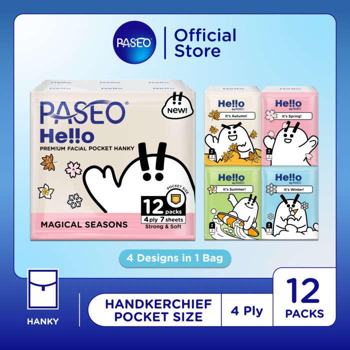 Jual Paseo Hello Premium Facial Hanky Pocket Tissue / Tisu Wajah Saku 4 ...