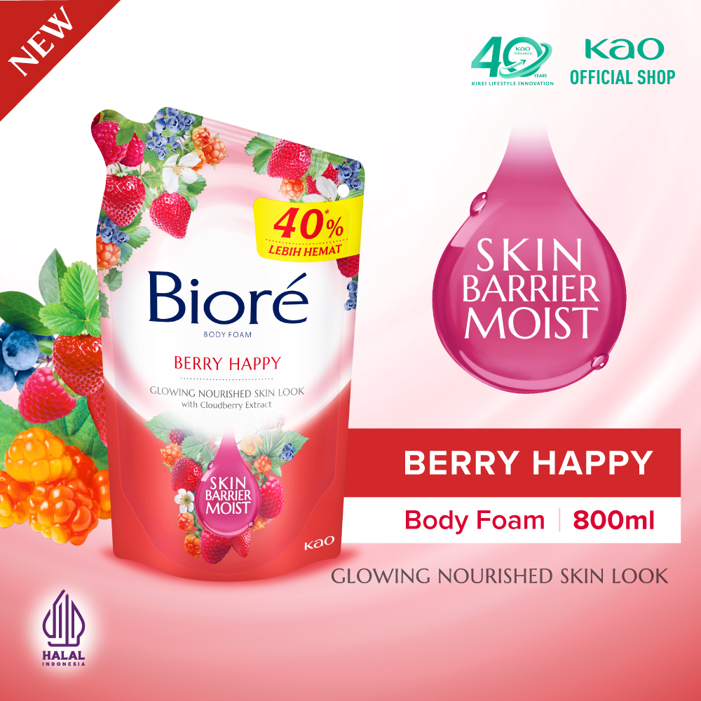 Jual Biore Body Foam Sabun Mandi Cair Berry Happy 800ml Pouch | Shopee Indonesia