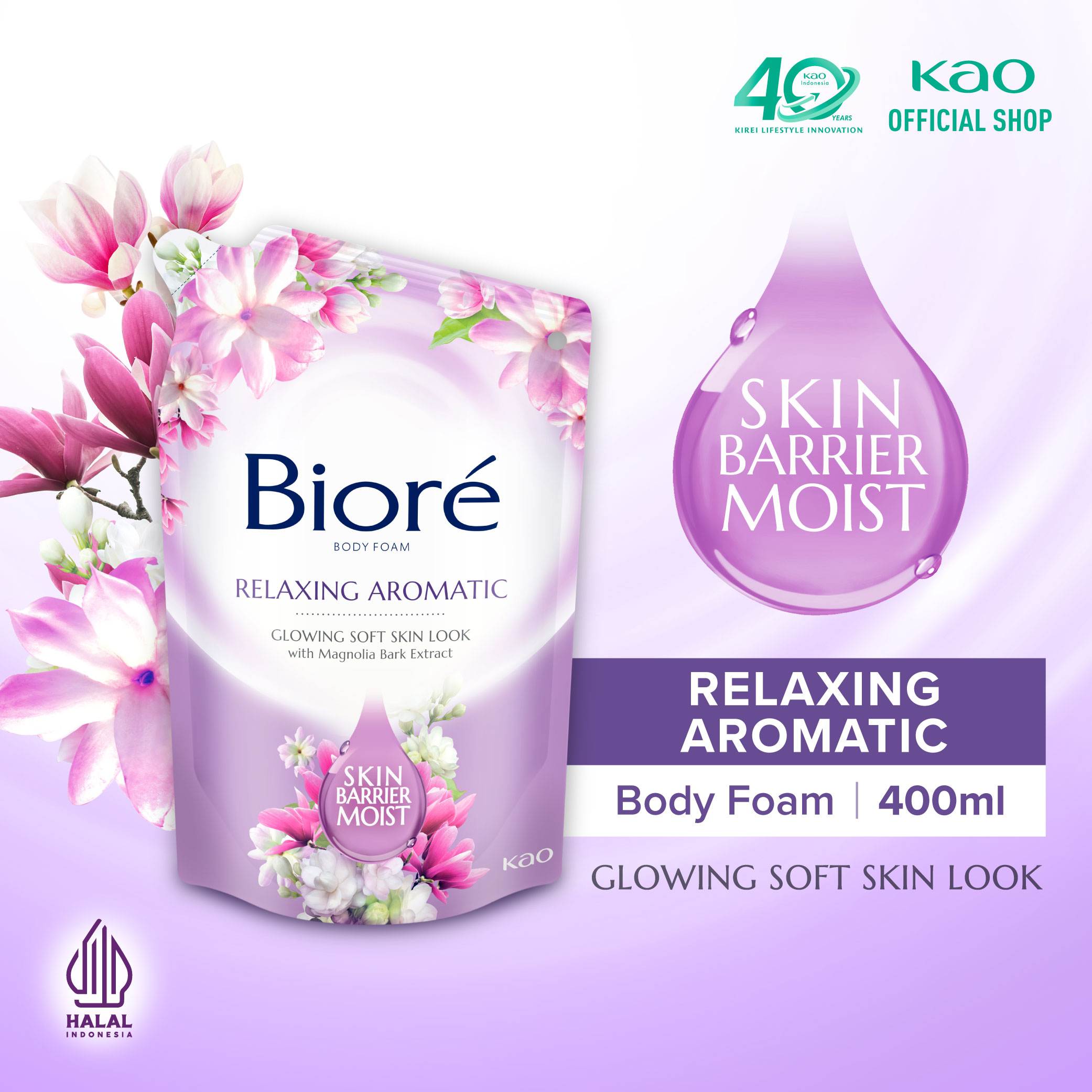 Jual Biore Body Foam Sabun Mandi Cair Relaxing Aromatic Pouch 400ml | Shopee Indonesia