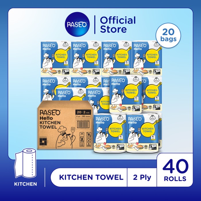 Jual Karton - Paseo Hello Kitchen Towel Roll Tissue / Tisu Dapur Gulung ...