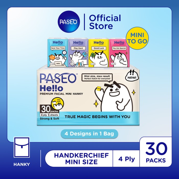 Jual Paseo Hello Premium Facial Hanky Mini Tissue / Tisu Wajah To Go 4 ...