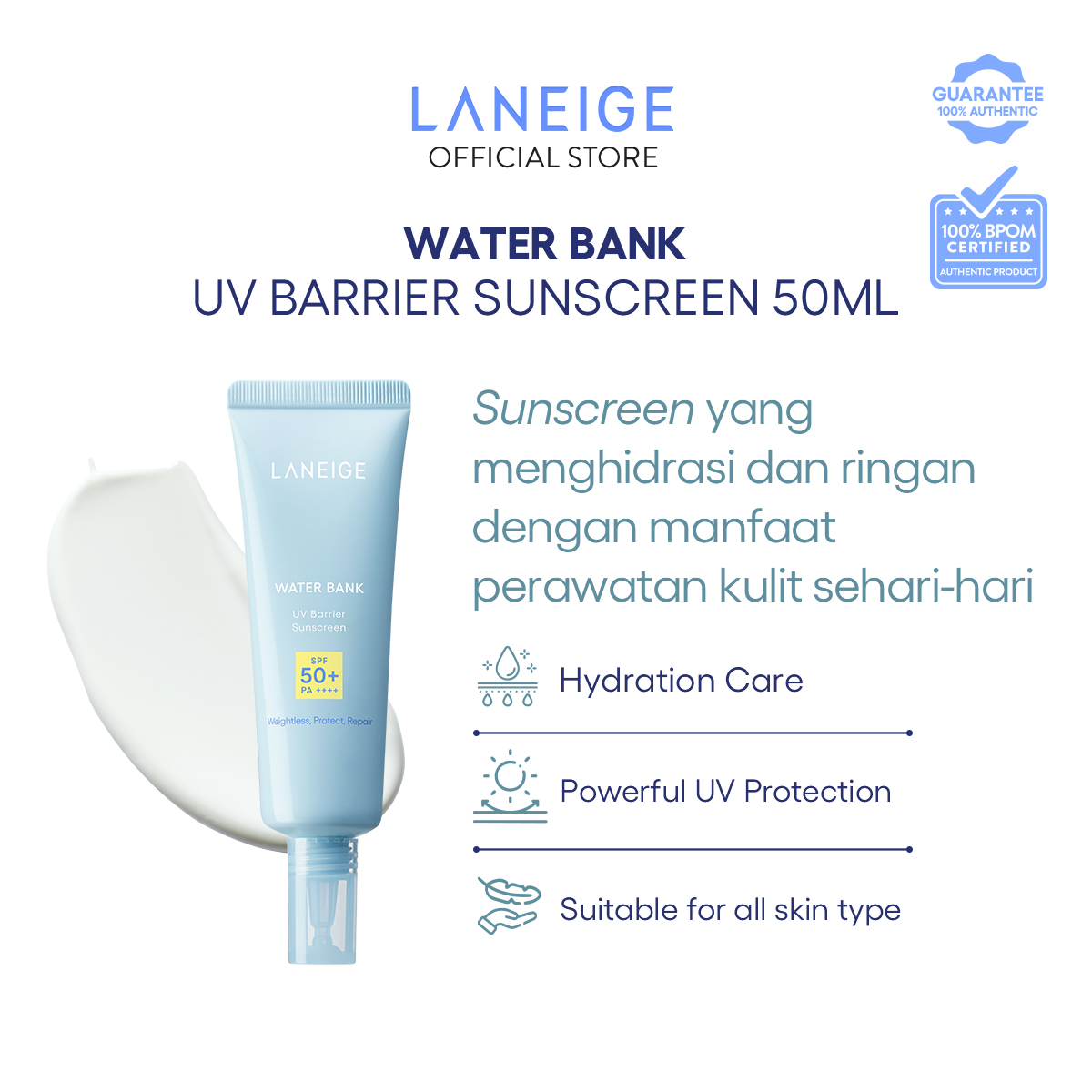 Jual LANEIGE Water Bank UV Barrier Sunscreen 50 mL | Shopee Indonesia