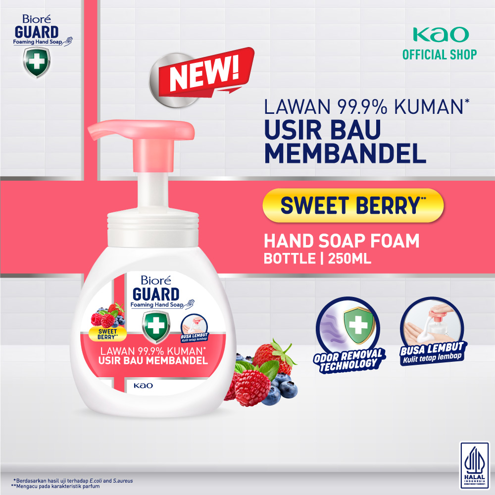 Jual Biore Guard Hand Wash Foam Sweet Berry 250 ml Botol | Shopee Indonesia