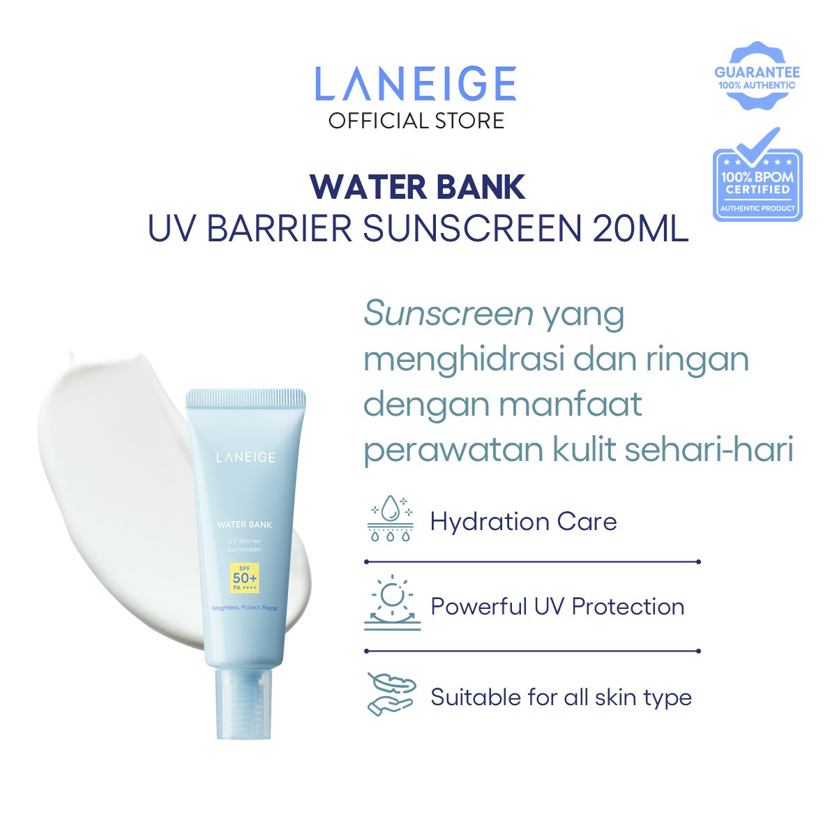 Jual LANEIGE Water Bank UV Barrier Sunscreen 20 mL | Shopee Indonesia