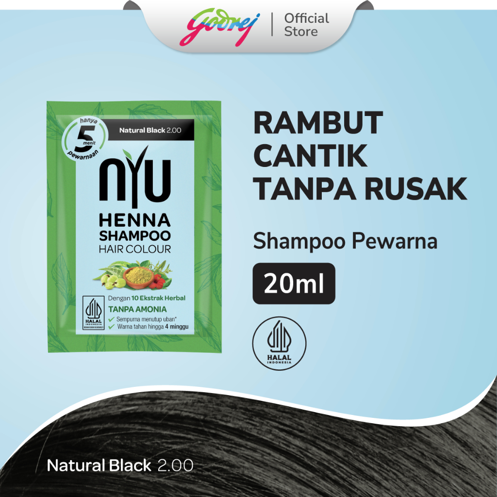 Jual NYU Henna Shampoo Hair Colour Natural Black 1 Sachet - Sampo ...
