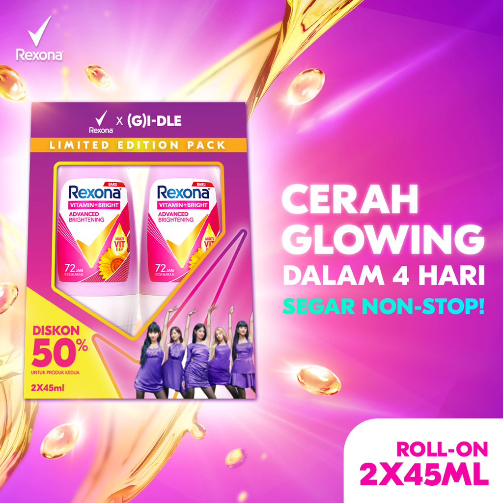 Jual Rexona Women Deodorant Anti-Perspirant Roll On Advanced Brightening 45ml Twinpack | Shopee ...