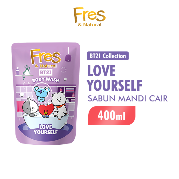 Jual Fres & Natural Sabun Mandi Cair BT21 Love Yourself Pouch 400 ml ...