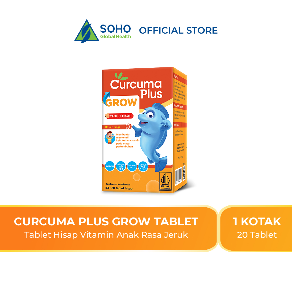 Jual Curcuma Plus Grow Tablet Hisap Multivitamin Rasa Jeruk @20 Tablet ...