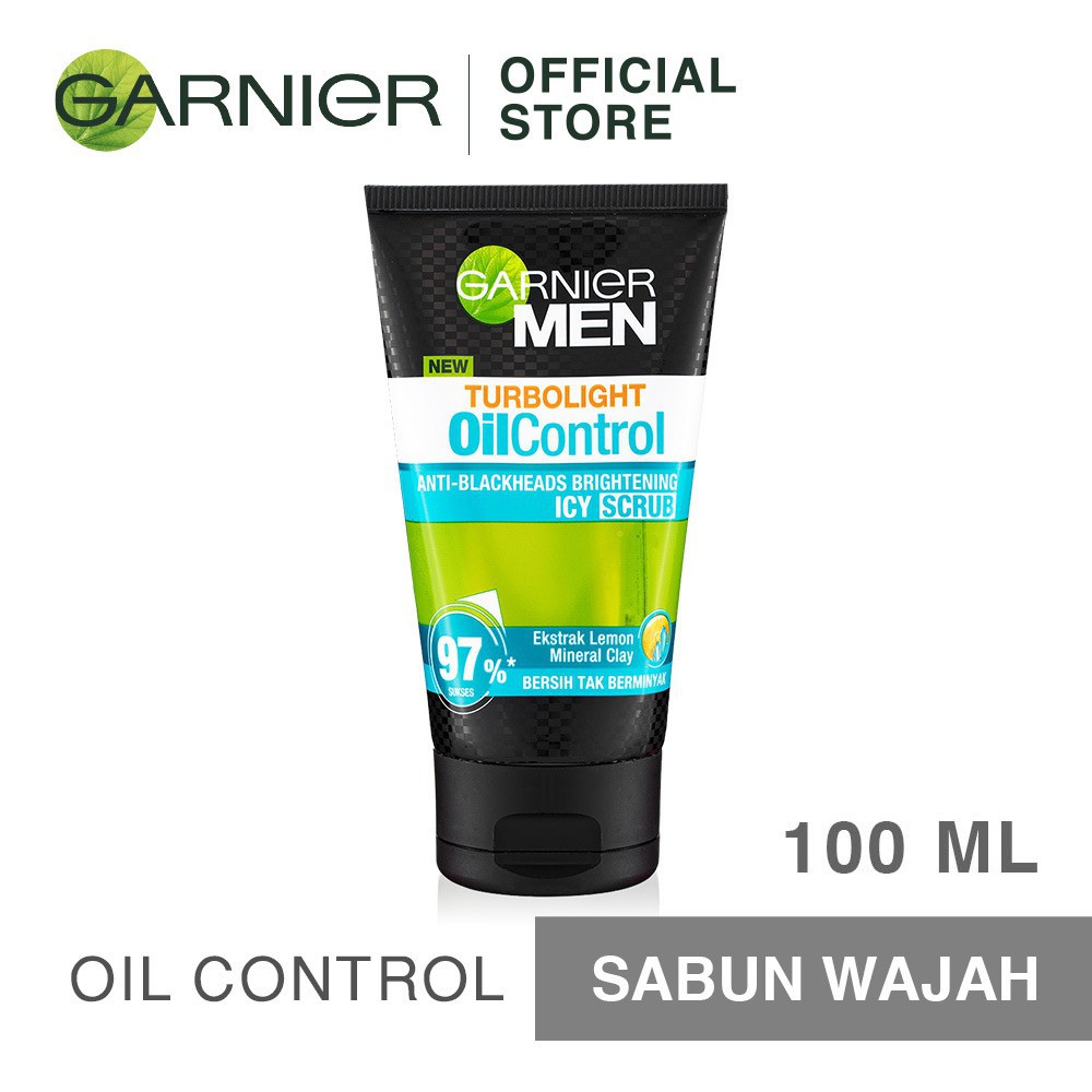 Jual Garnier Men Turbolight Oil Control Icy Scrub Cleanser Foam Skin ...