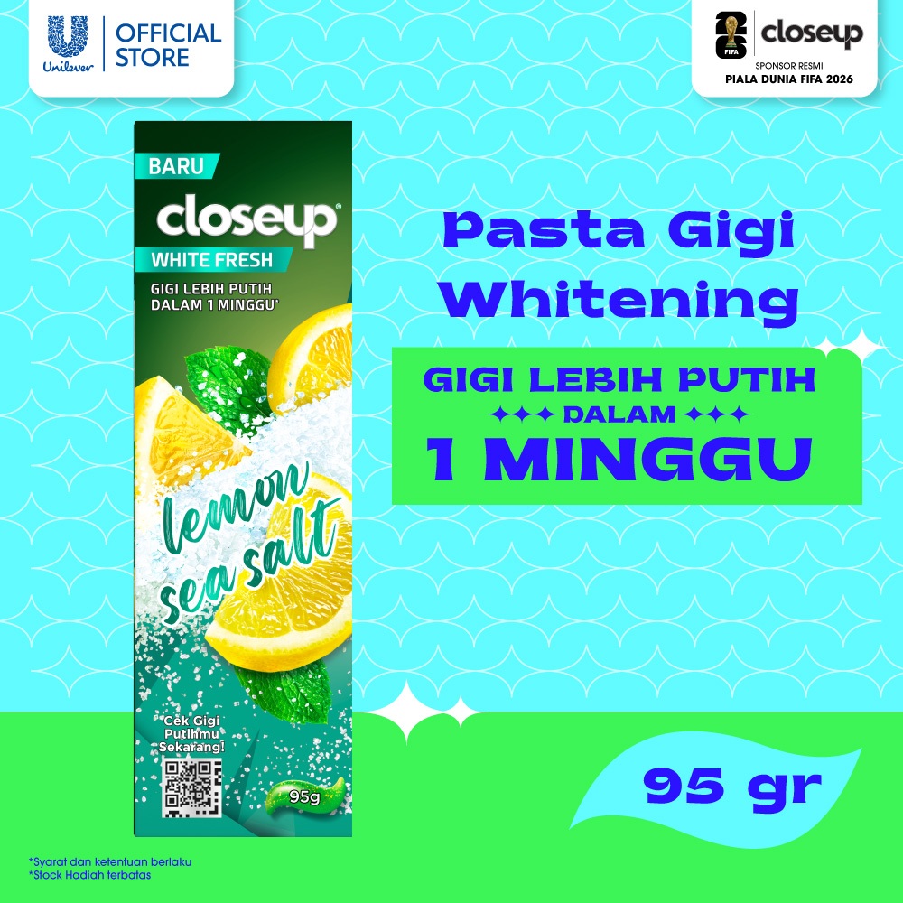 Jual Close Up White Fresh Lemon Sea Salt 95gr | Shopee Indonesia