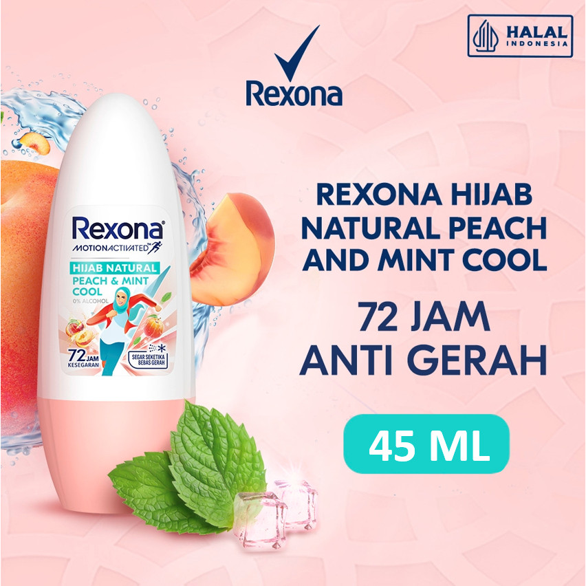 Jual Rexona Women Antiperspirant Deodorant Hijab Peach & Mint Cool Roll On 45ml | Shopee Indonesia