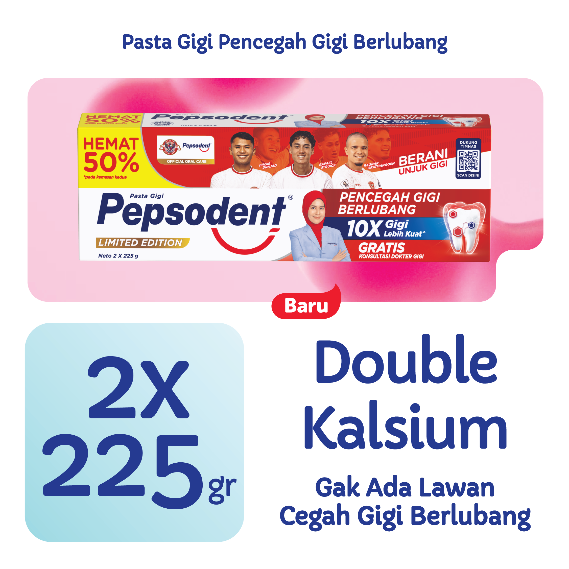 Jual Pepsodent Pasta Gigi Pencegah Gigi Berlubang 225g Value Pack ...