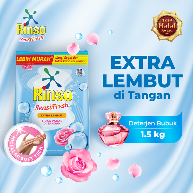 Jual Rinso SensiFresh Detergent Bubuk Deterjen Extra Lembut Micellar Soft 1.5 KG | Shopee Indonesia