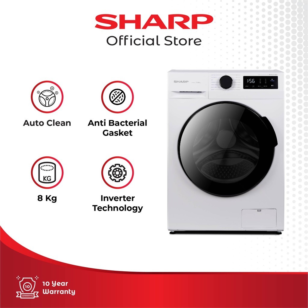 Jual Sharp Washing Machine - Front Load Series 8 Kg , J-Tech Inverter ...