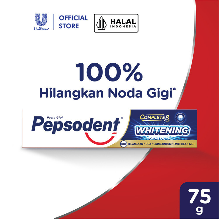 Jual Pepsodent Complete 8 Plus Whitening 75g | Shopee Indonesia