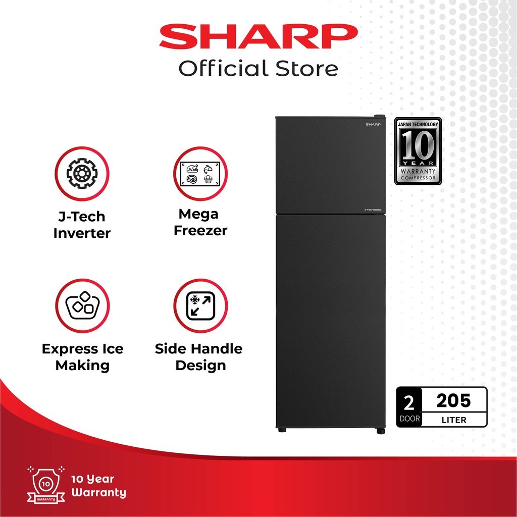 Jual Sharp Refrigerator - Kulkas 2 Pintu 205 L Shine J-TECH Inverter Series - SJ-246SI-GK ...