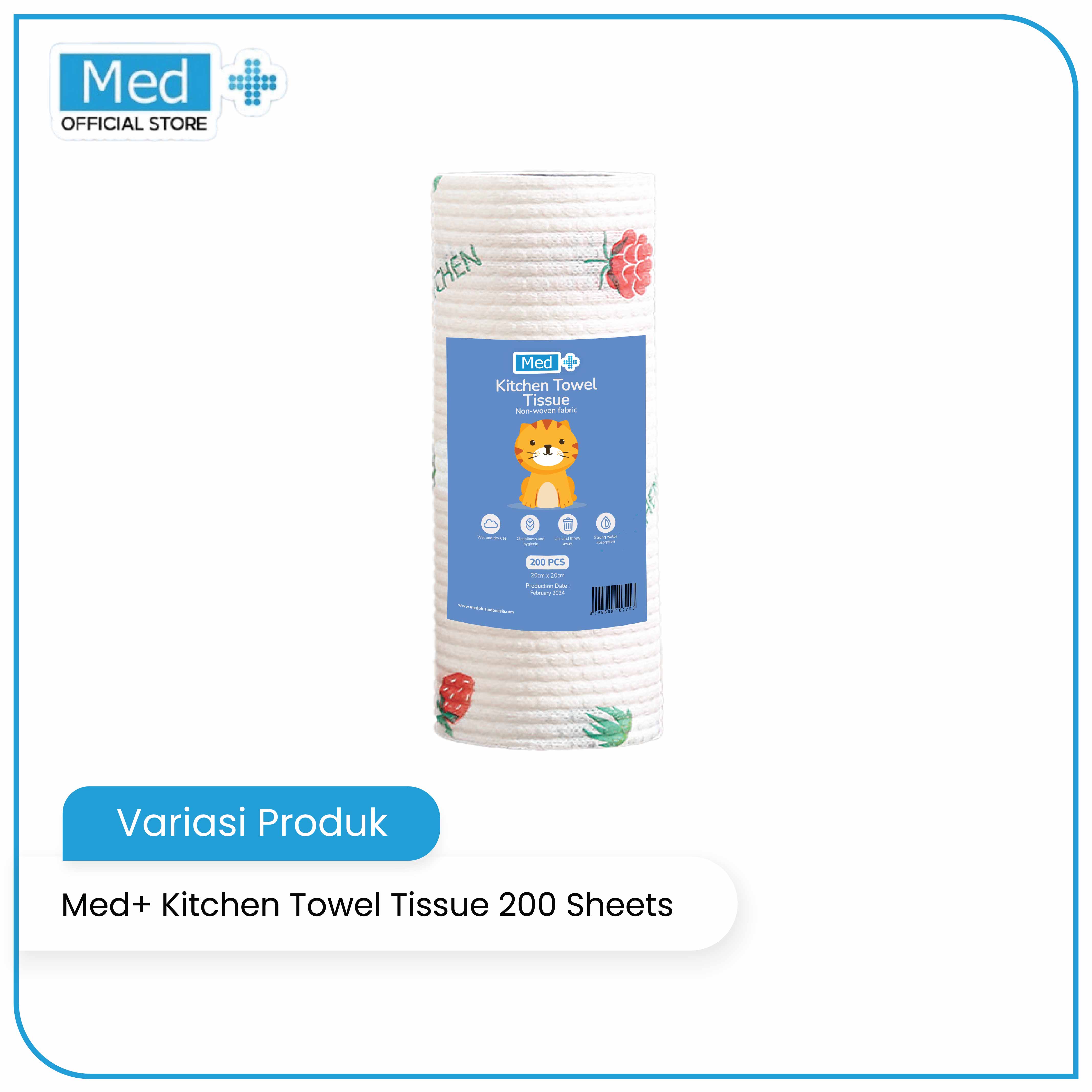 Jual Med+ Kitchen Towel Tissue Motif 200 lembar / Kain Lap Dapur Roll ...