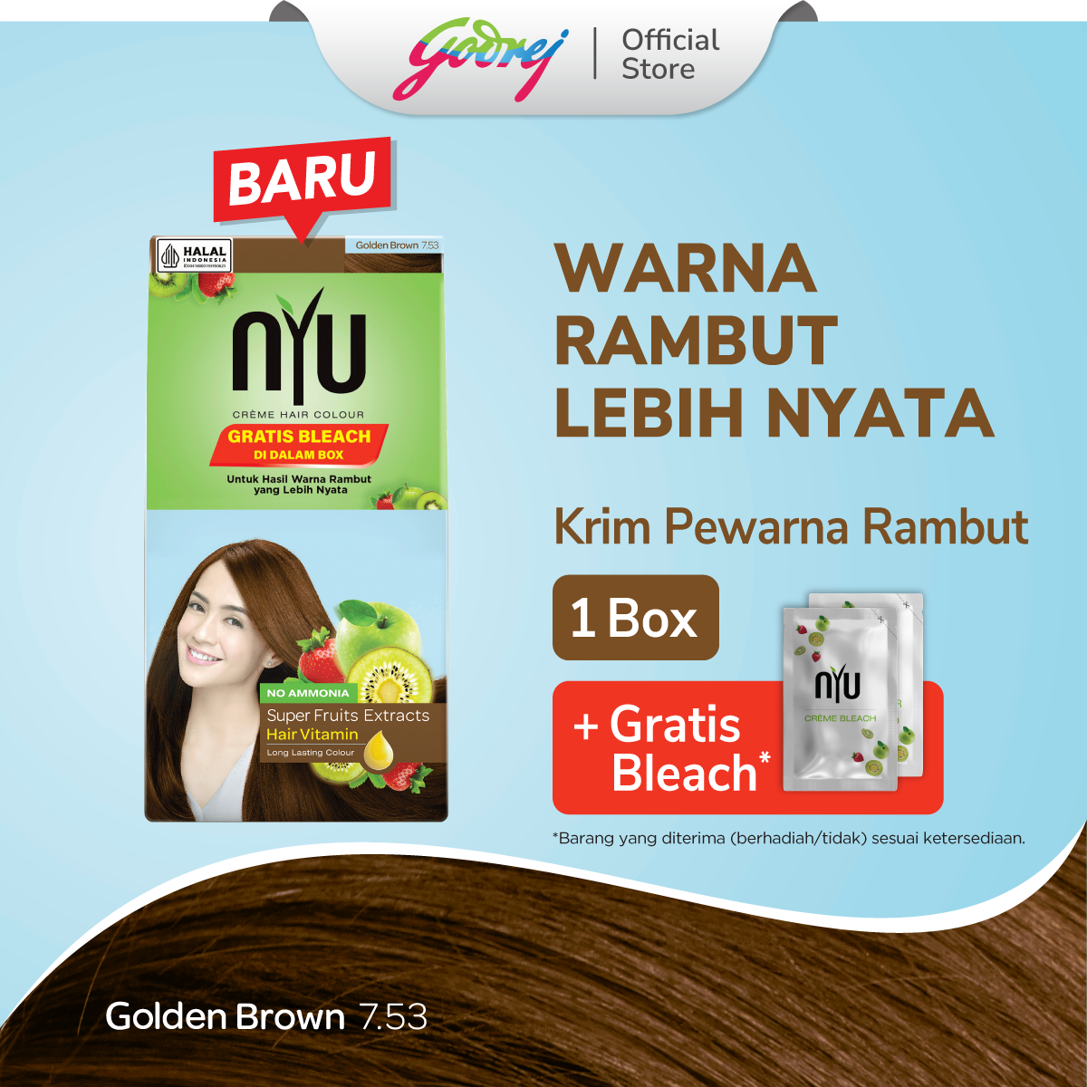 Jual NYU Creme Hair Colour Grey Coverage Golden Brown - Pewarna Rambut ...