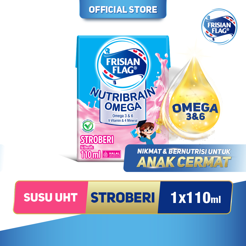 Jual Frisian Flag Omega Susu UHT Strawberry 110ml | Shopee Indonesia