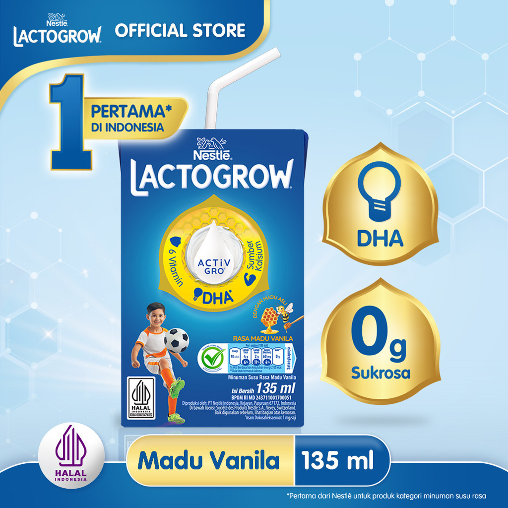 Jual Nestle LACTOGROW Susu UHT Madu Vanilla 135ml | Shopee Indonesia