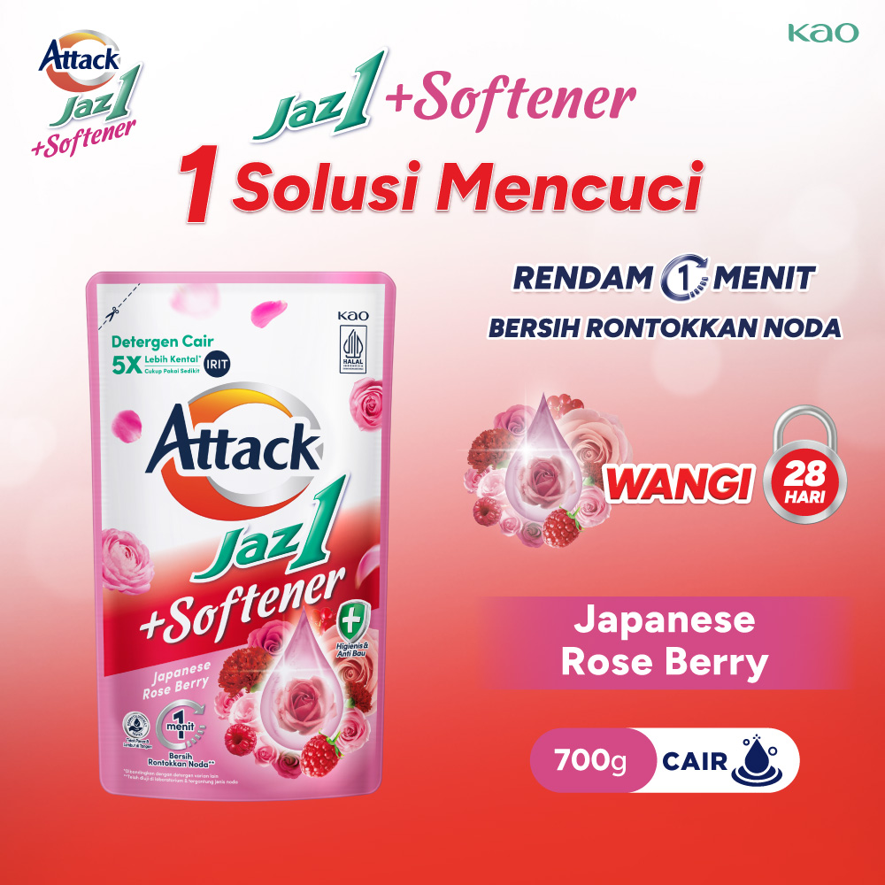 Jual Attack Jaz1 Deterjen Cair + Softener Sabun Cuci Baju Japanese Rose ...