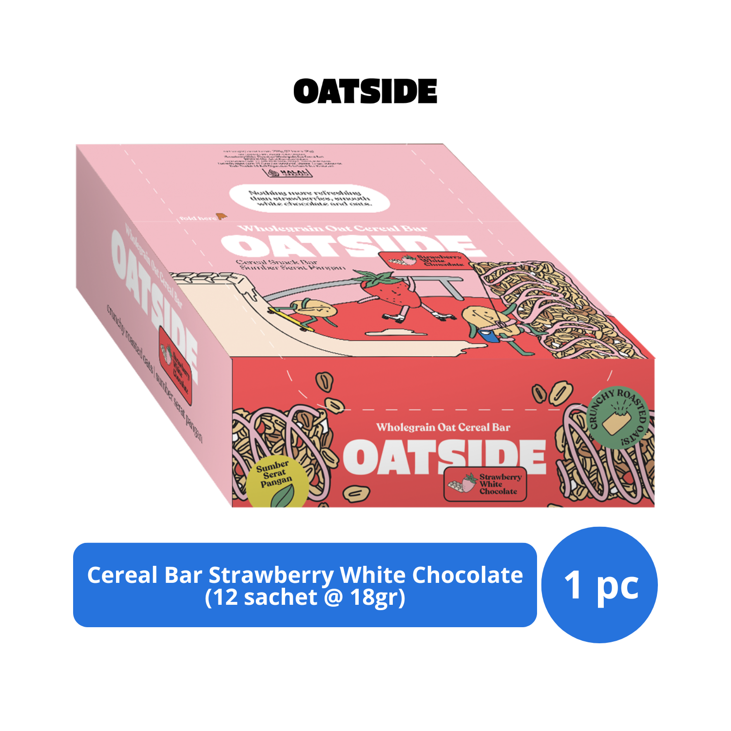 Jual OATSIDE Cereal Bar Strawberry White Chocolate 12s @ 18gr | Shopee ...