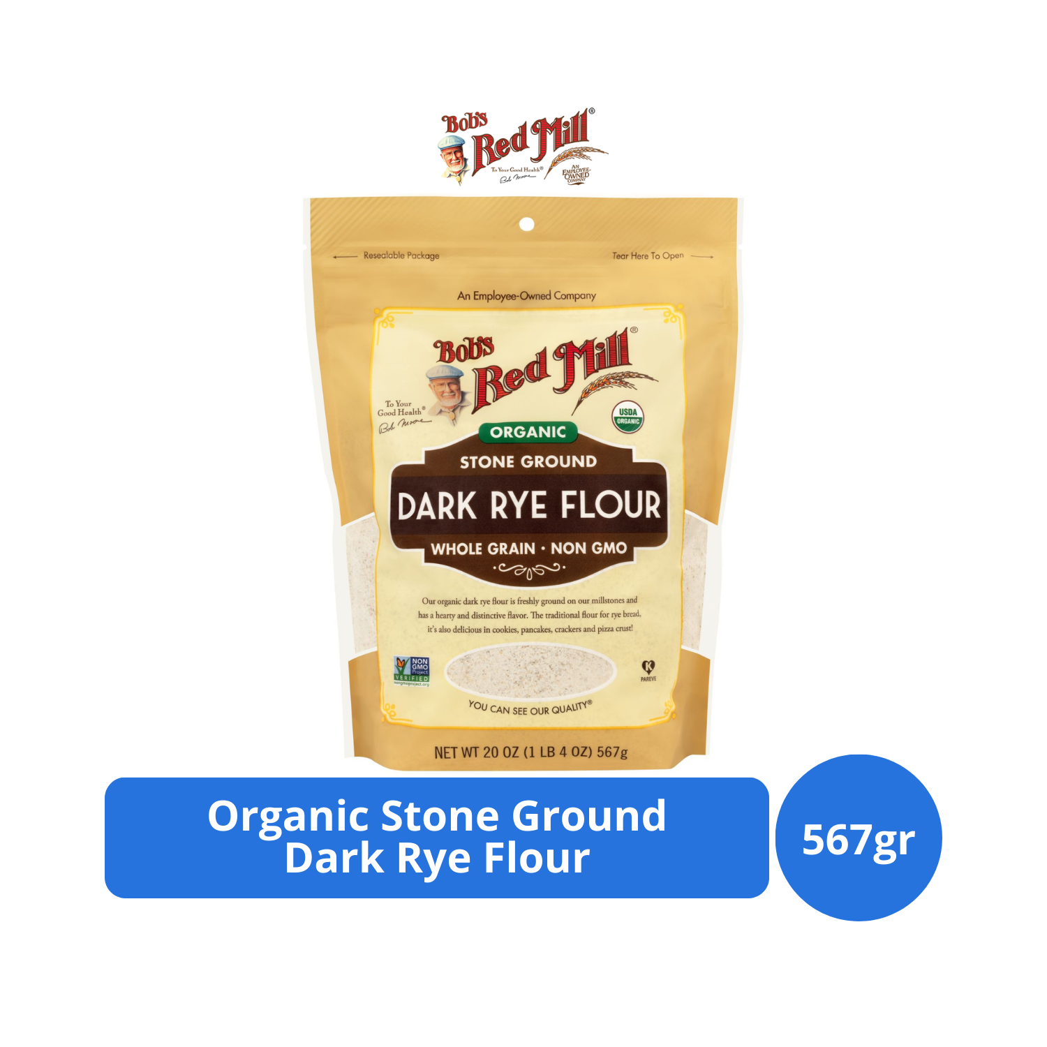 Jual Bob's Red Mill Organic Stone Ground Dark Rye Flour 567gr (20oz ...