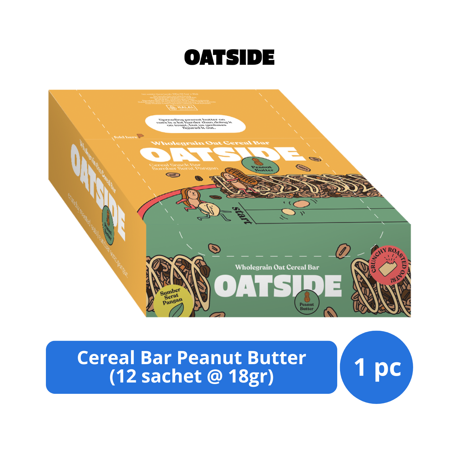 Jual OATSIDE Cereal Bar Peanut Butter 12s @ 18gr | Shopee Indonesia