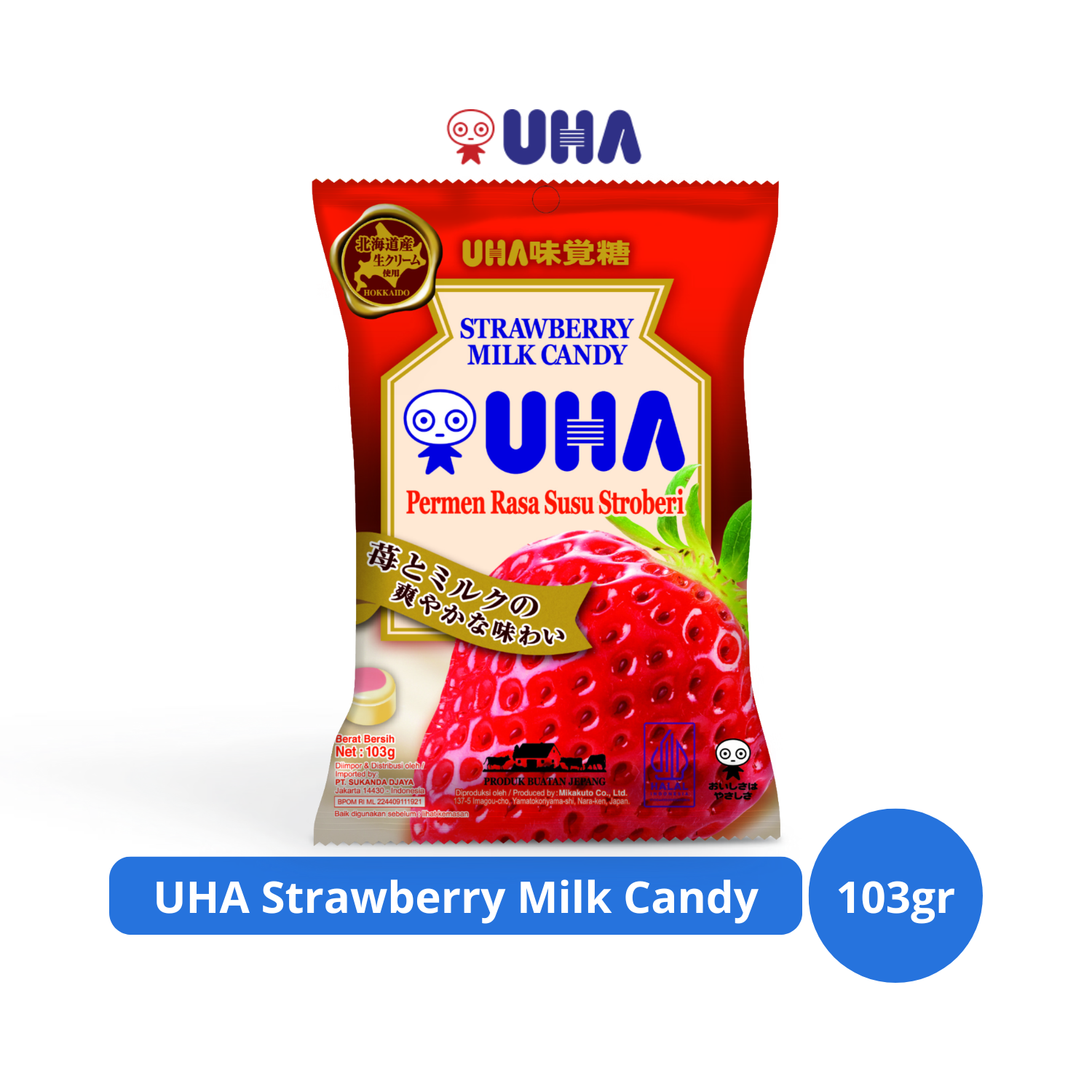 Jual UHA Strawberry Milk Candy 103gr | Shopee Indonesia