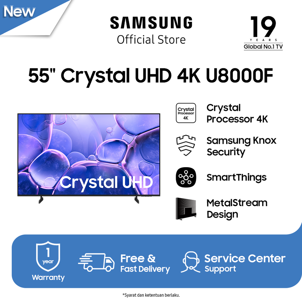 Jual Samsung 55" Crystal UHD 4K U8000F Smart TV | Crystal Processor 4K | SmartThings ...